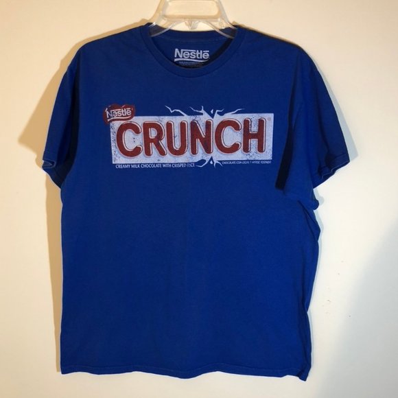 Nestle | Shirts | Nestle Crunch Candy Graphic Tee Shirt Blue Red Boxy ...
